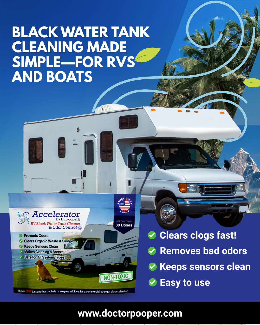 Dr. Pooper Accelerator RV Black Water Tank Cleaner – DoctorPooper.com