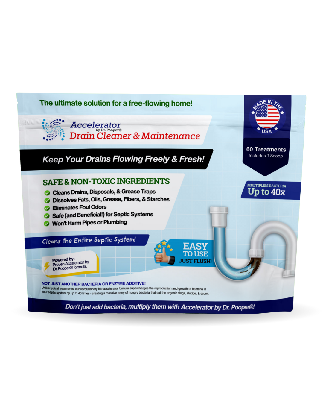 Dr. Pooper's Non-Toxic Drain Cleaner – Eliminates Clogs & Odors ...