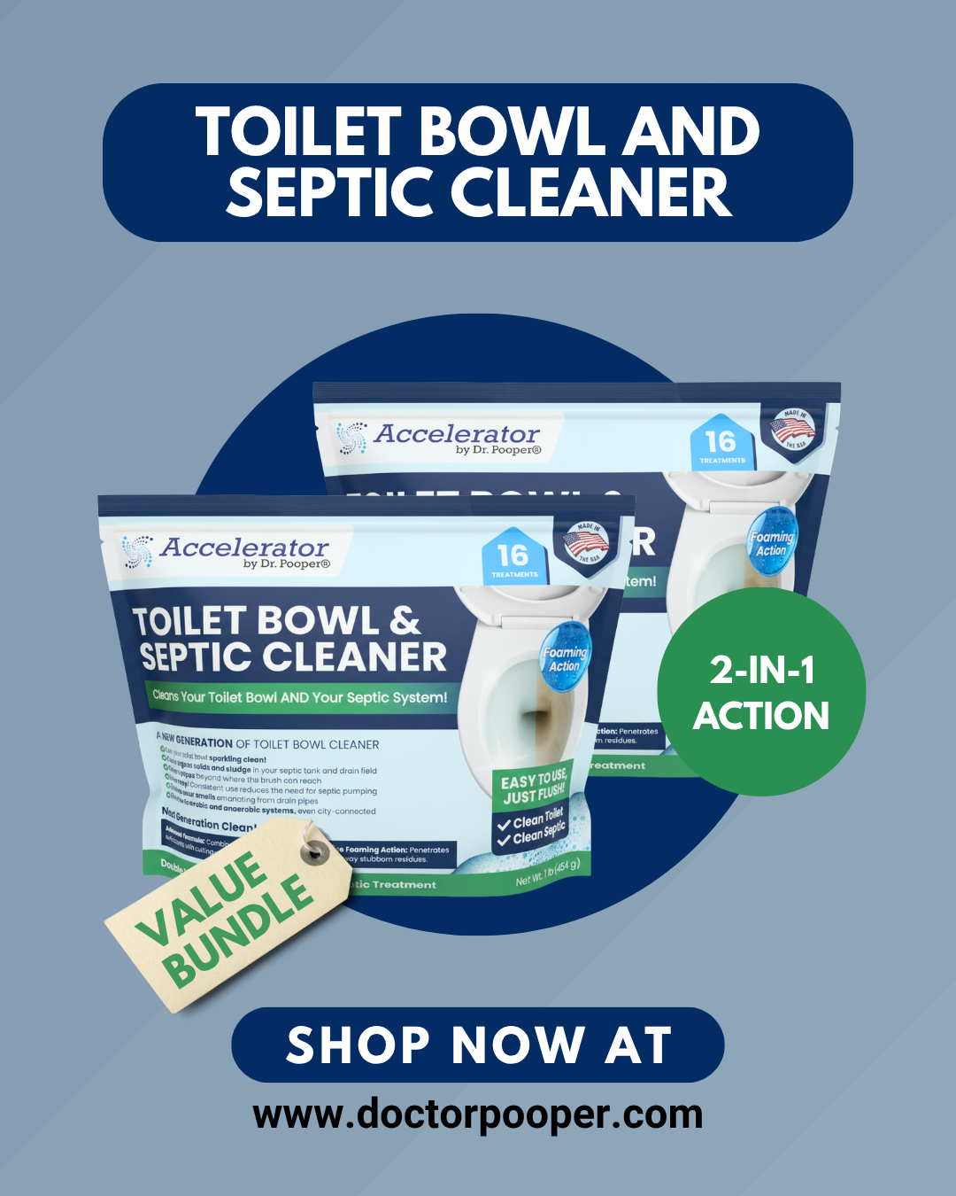 Accelerator by Dr Pooper 2-Pack Toilet & Septic Cleaner Bundle ...
