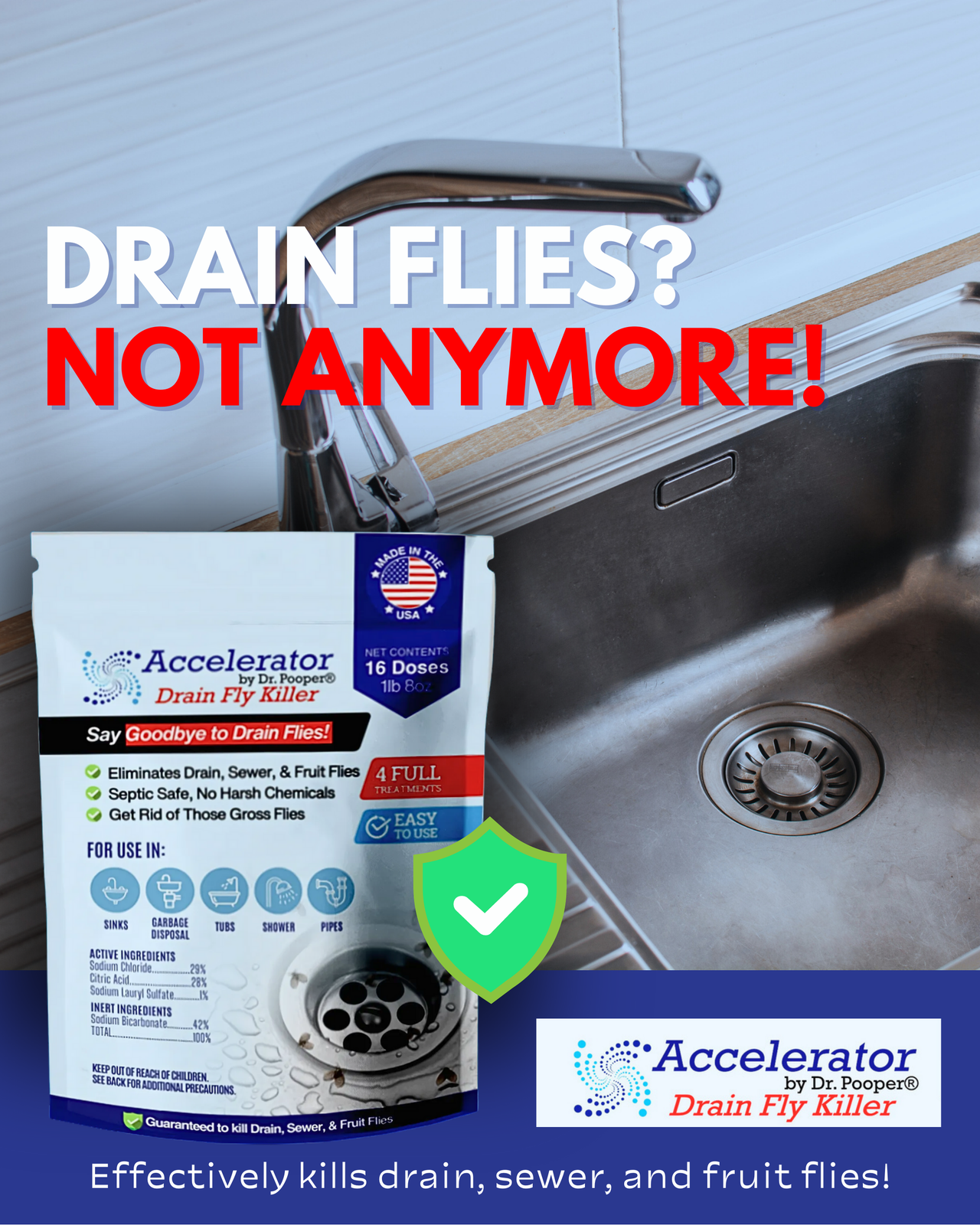 Dr. Pooper's Drain Fly Killer – Fast Acting Powder for Sinks & Drain ...