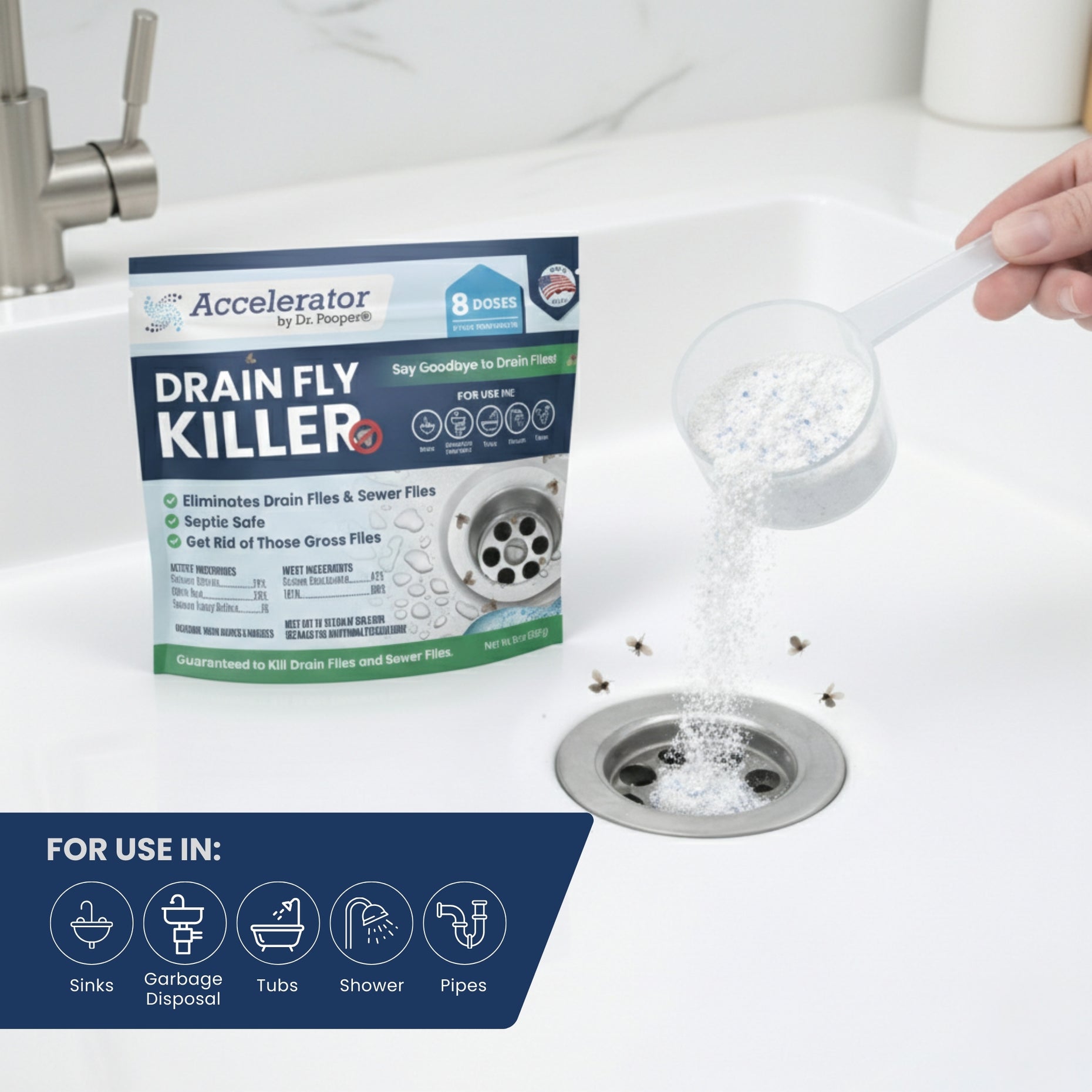 Dr. Pooper's Drain Fly Killer – Fast Acting Powder for Sinks & Drain ...